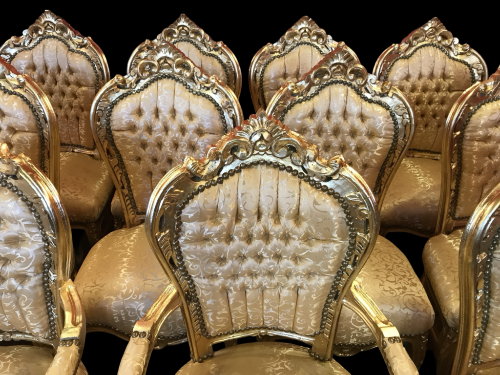 6,8,10,12,14,16,18,20 plus Gold Royal palace style dining chairs ...